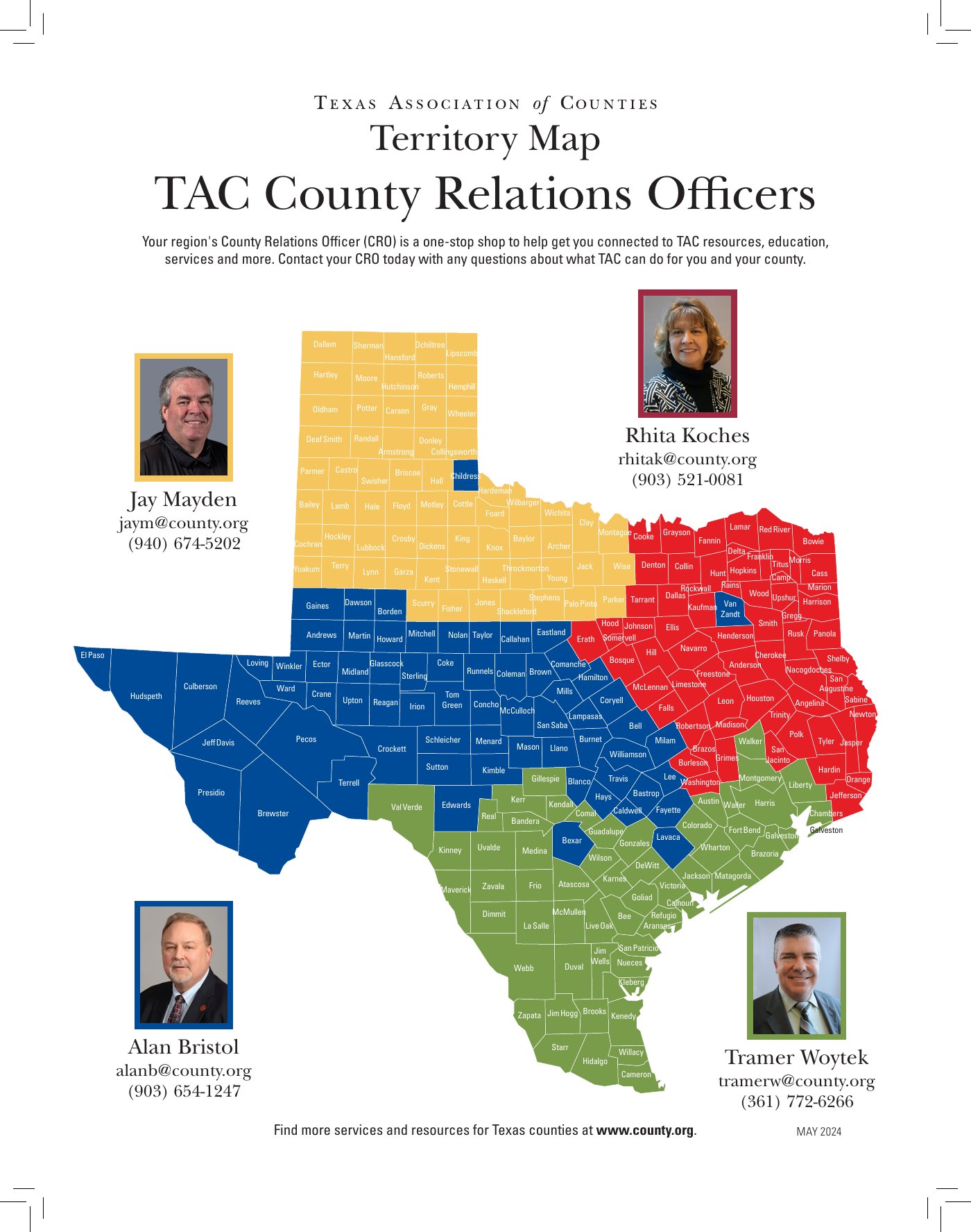 TAC County Relations Officers Map